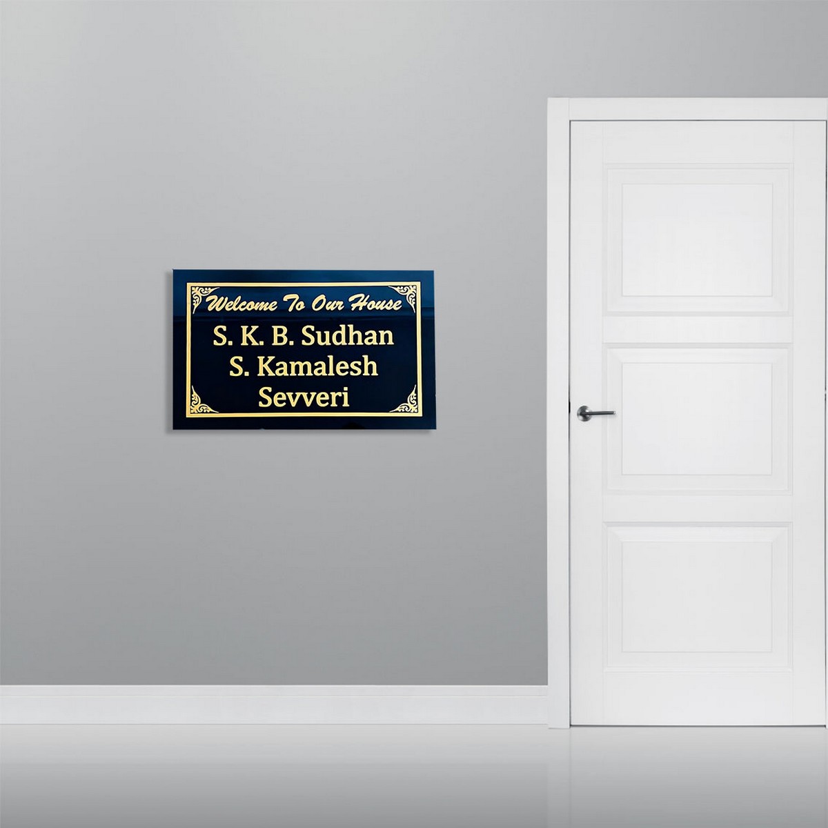 Laser Engraved Black Granite Home Nameplate – Customizable