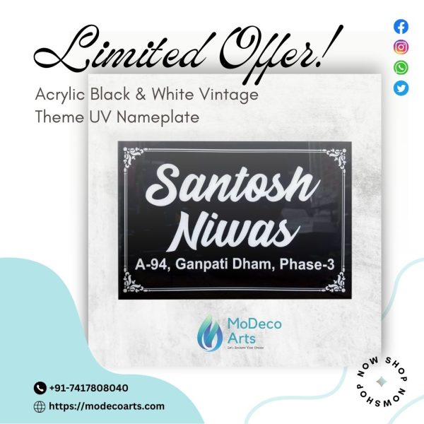 Acrylic Theme UV Nameplate | Personalized Nameplates India