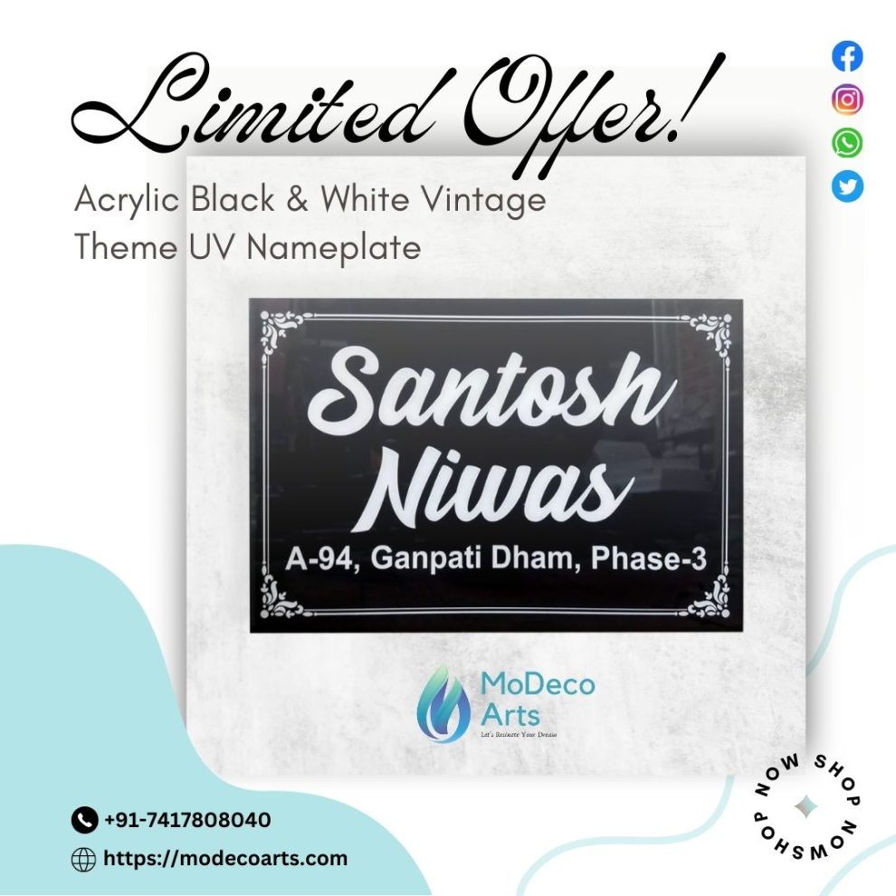 Acrylic Theme UV Nameplate | Personalized Nameplates India