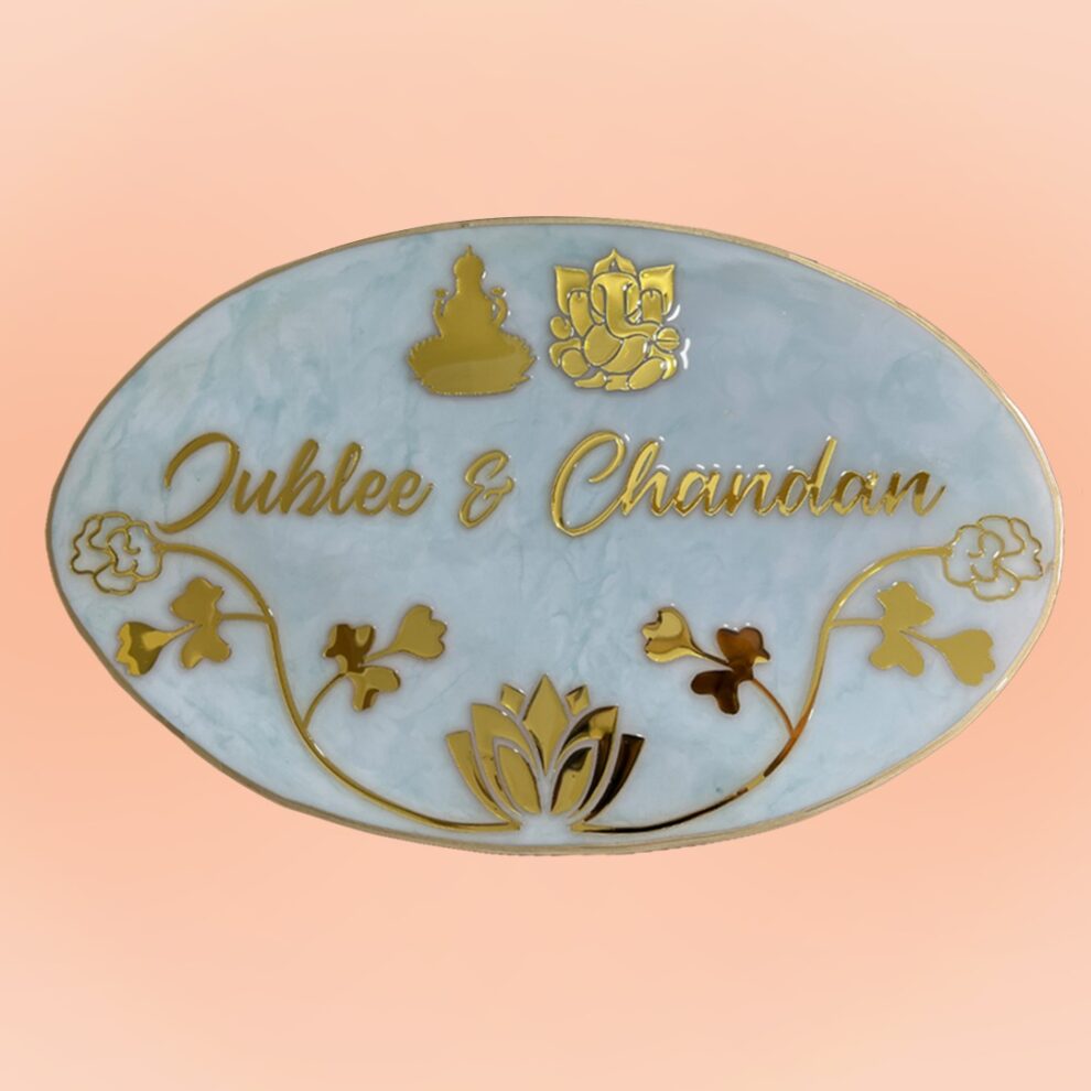 Ocean-Theme-Inspired Resin Nameplate – Handmade
