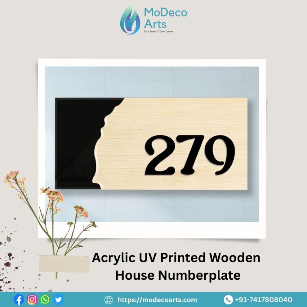 Acrylic Wooden House Numberplate – Stylish & Durable Designs