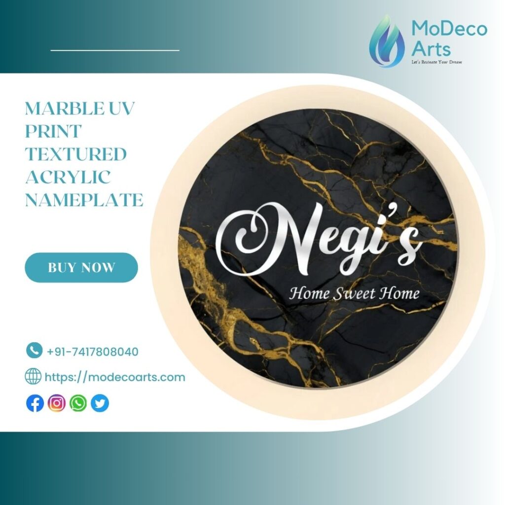 Textured Acrylic Nameplate | Luxury UV Print & Resin Finish