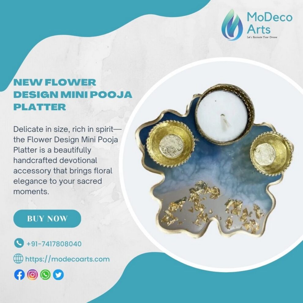 New Flower Design Mini Pooja Platter – Handcrafted Elegance